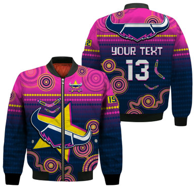Custom Text and Number Cowboys Rugby Bomber Jacket Aboriginal Go ...