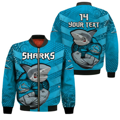 Custom Text and Number Sharks Rugby Bomber Jacket Go Sharkies ...