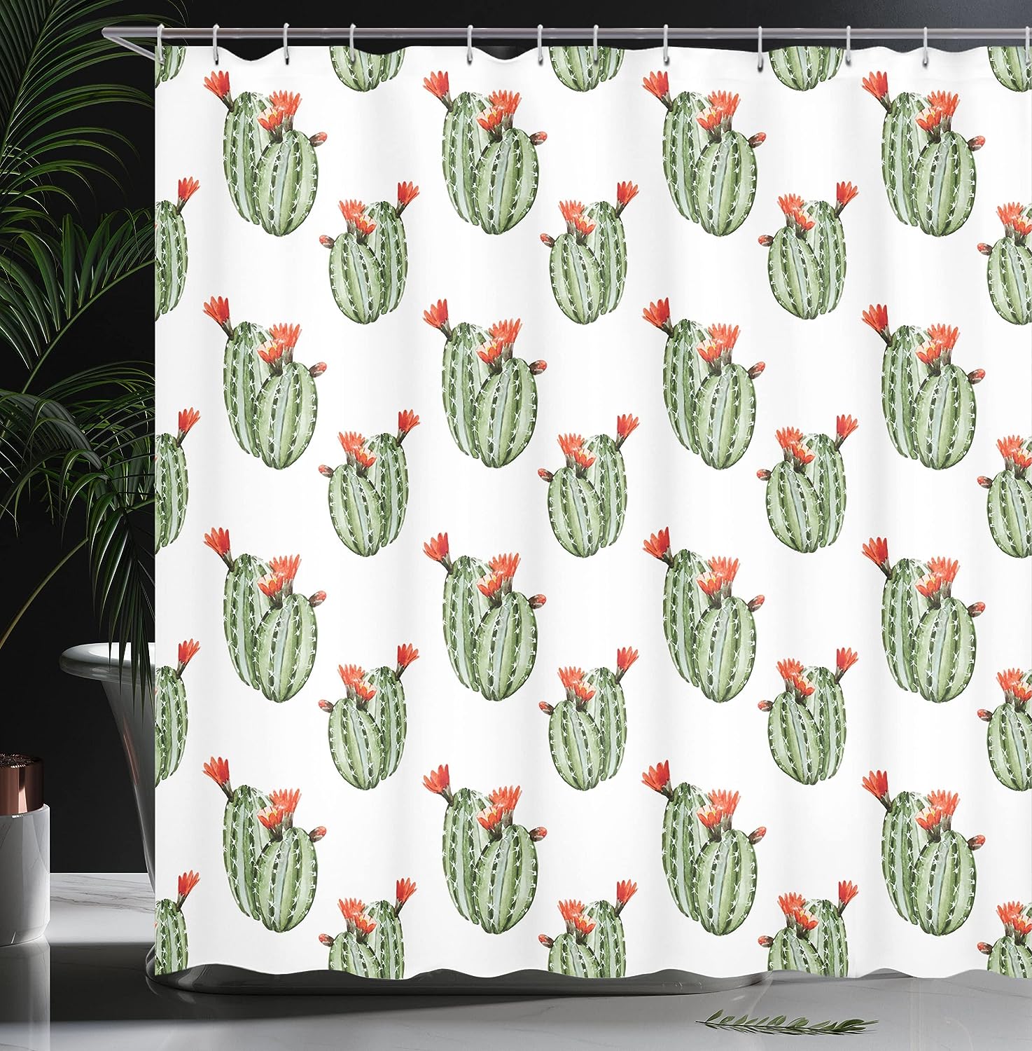 Cute Cactus Shower Curtain Cartoon Drawing Of Hedgehog Animals And