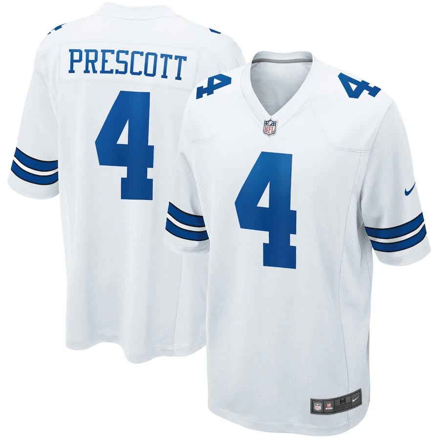 Dak Prescott 4 Dallas Cowboys Game Jersey - White - Bluefink