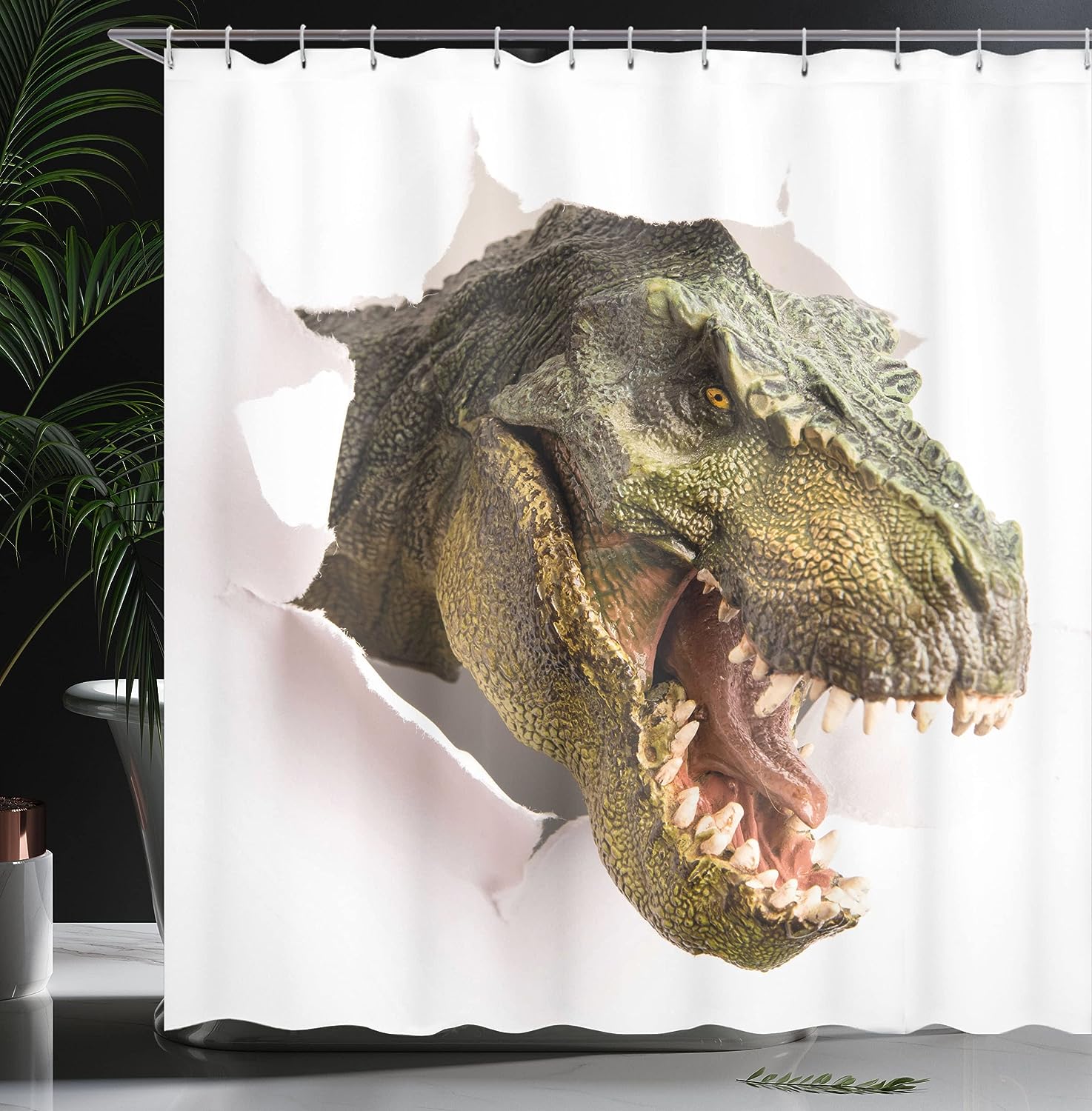 Dangerous Dinosaur Breaking the Wall Shower Curtain, Cloth Bathroom ...