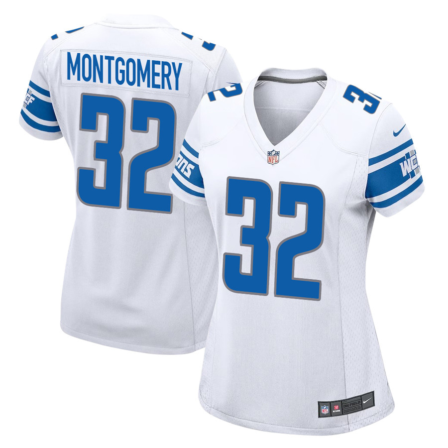 David Montgomery 32 Detroit Lions Game Women Jersey - White - Bluefink