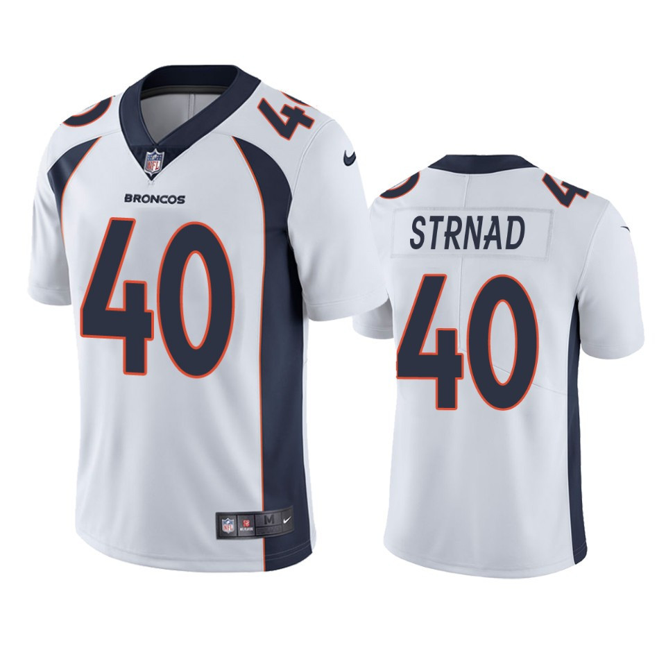 Denver Broncos 40 Justin Strnad White Jersey - Bluefink