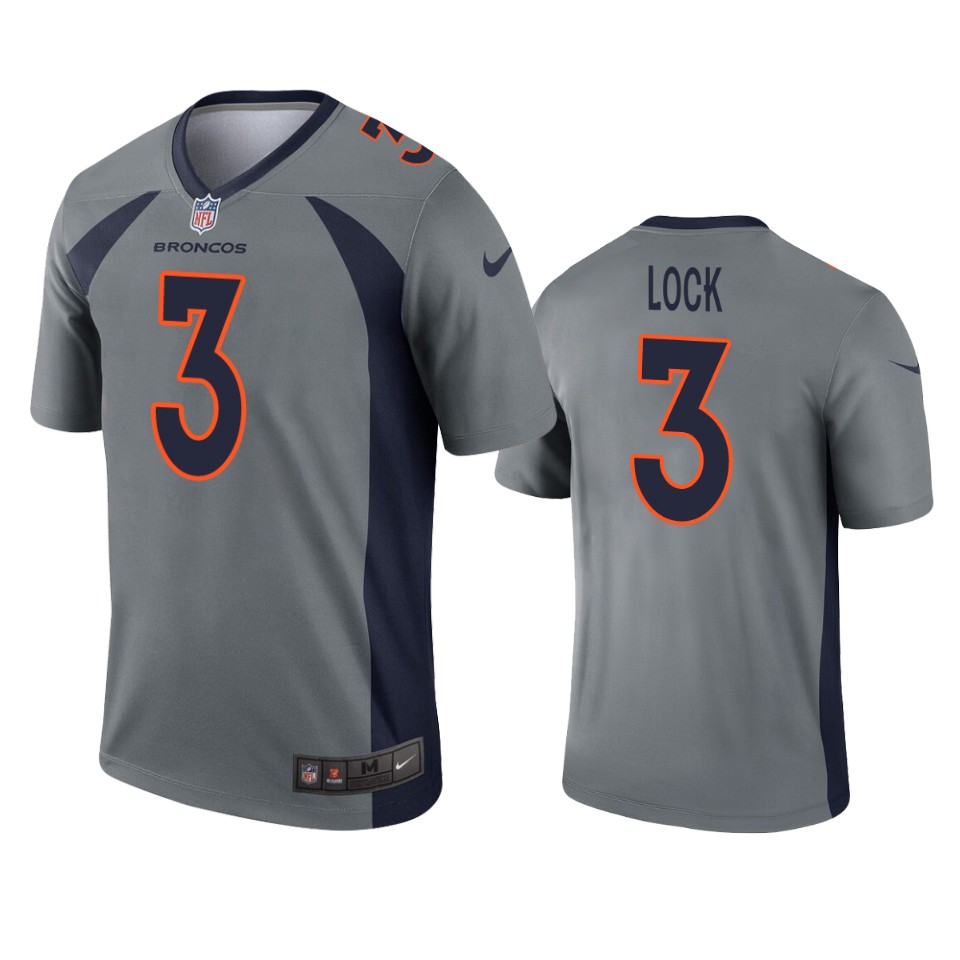 Denver Broncos Drew Lock Gray Inverted Legend Jersey - Bluefink