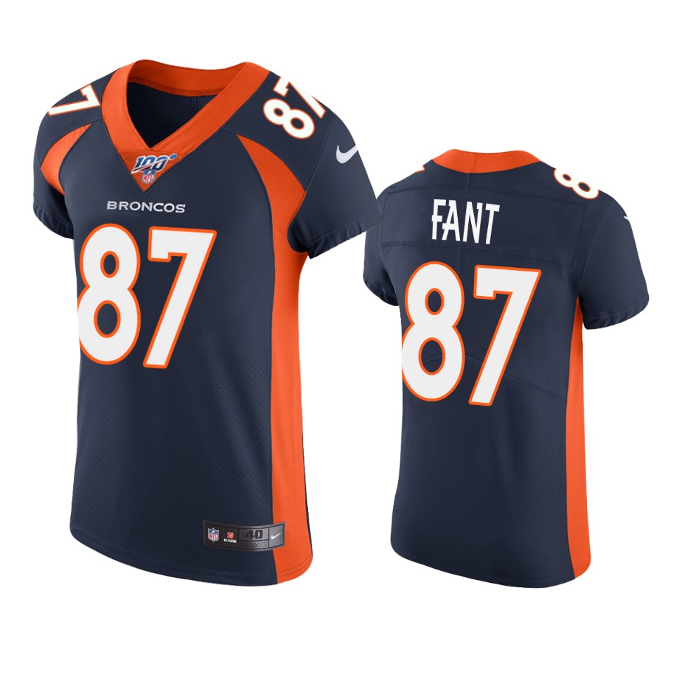 Denver Broncos Noah Fant Navy 100th Season Vapor Elite Jersey - Bluefink