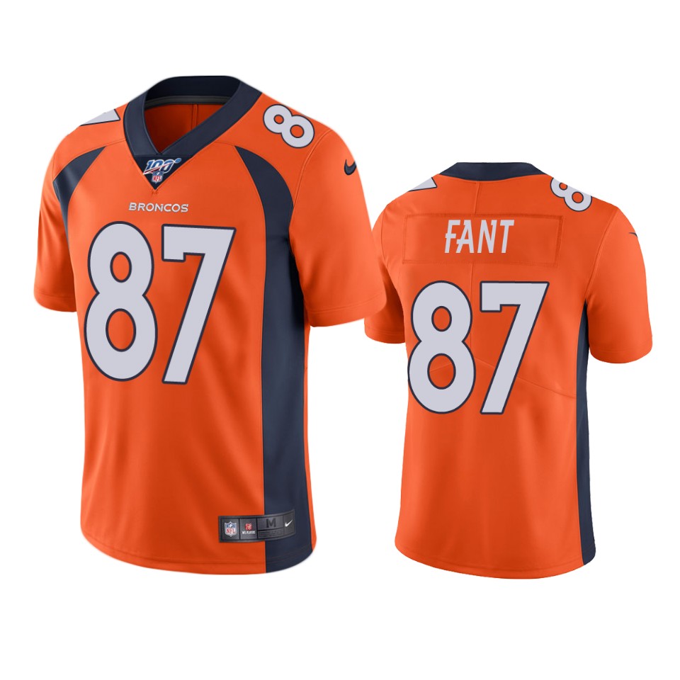 Denver Broncos Noah Fant Orange 100th Season Vapor Limited Jersey ...