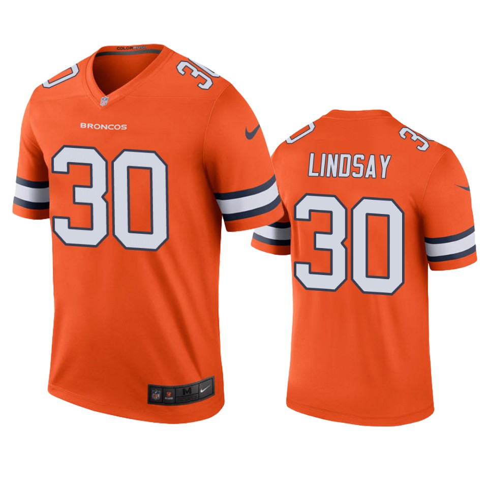 Denver Broncos Phillip Lindsay Orange Color Rush Legend Jersey - Men ...