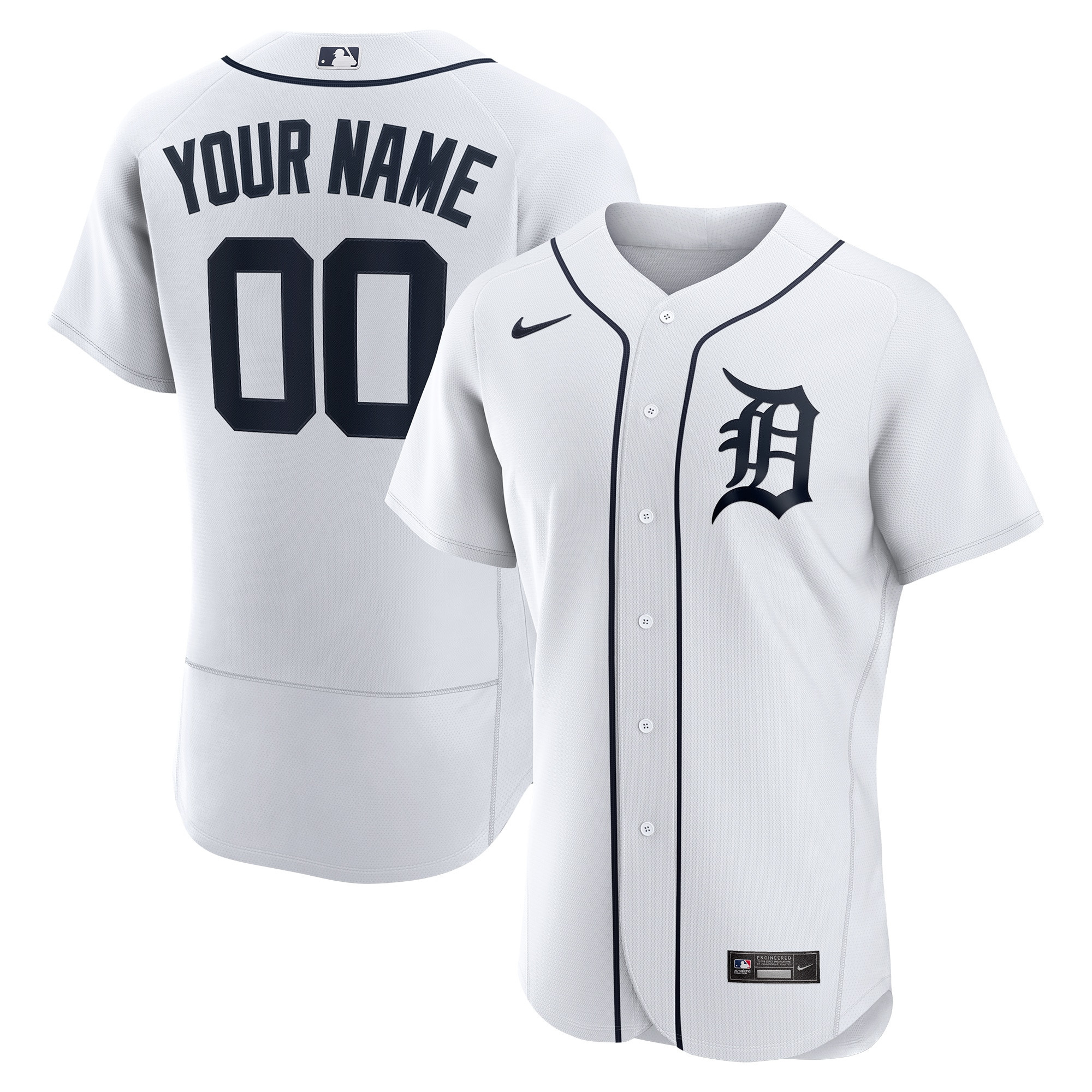 Detroit Tigers Official Authentic Custom Jersey - White Custom Jerseys ...