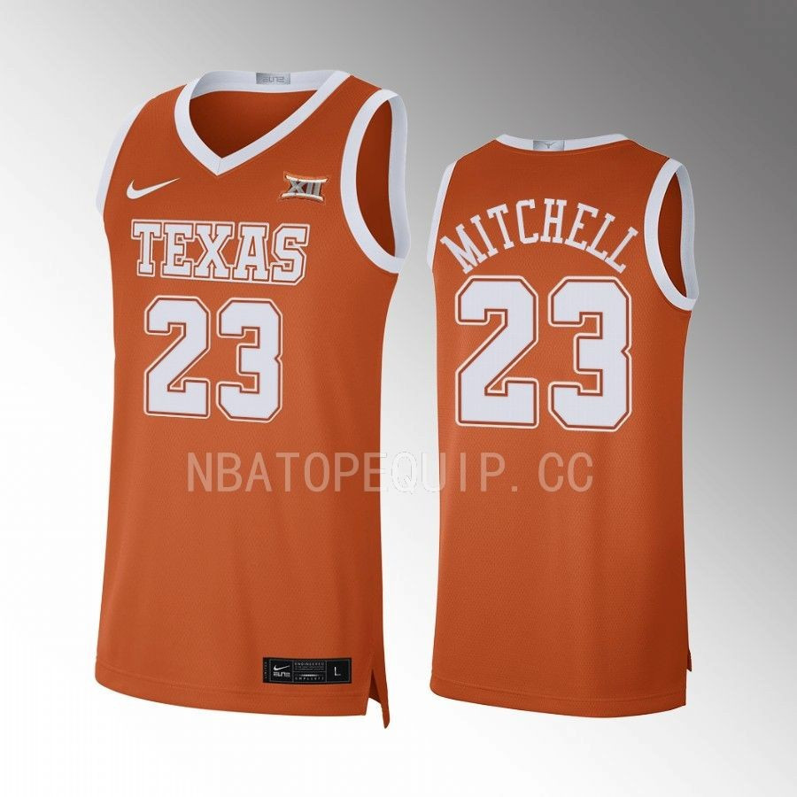 Dillon Mitchell 23 Texas Longhorns Orange Jersey 2022-23 Limited ...