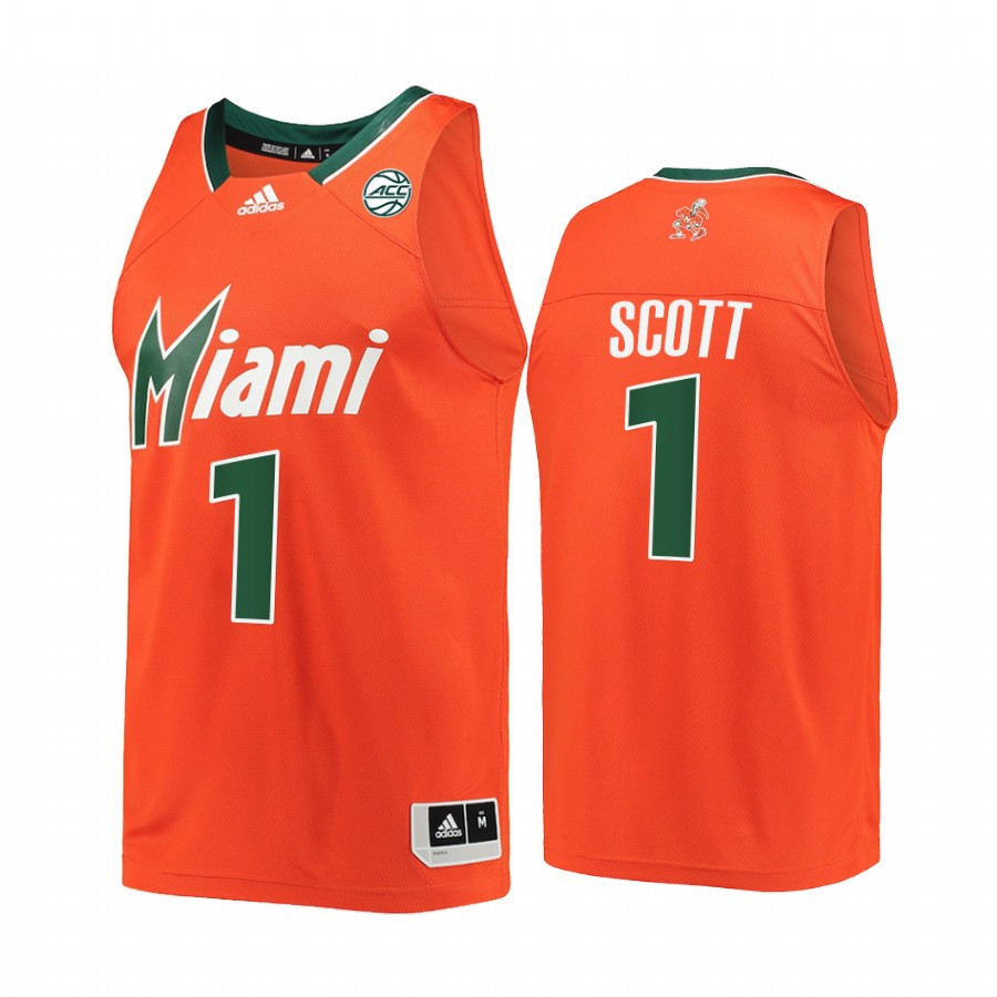 Durand Scott 1 Miami Hurricanes Uniform Jersey Reverse Retro Basketball ...