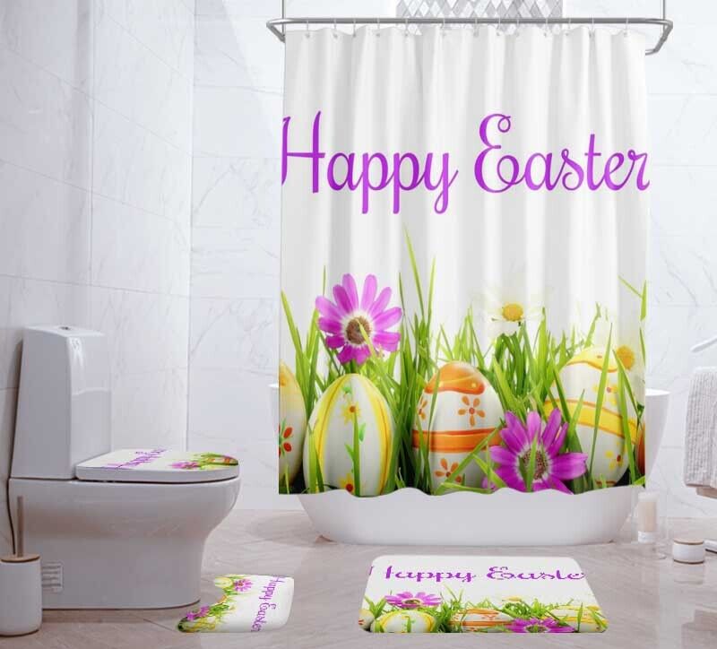 Easter Eggs Flower Grass Shower Curtain for a Spring-Inspired Bathroom ...