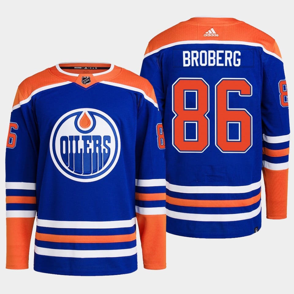 Edmonton Oilers Philip Broberg 86 Royal Primegreen 2022-23 Home Jersey - Bluefink