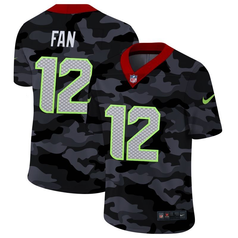 Fan #12 Nfl 2020 Camo Black Jersey - Bluefink