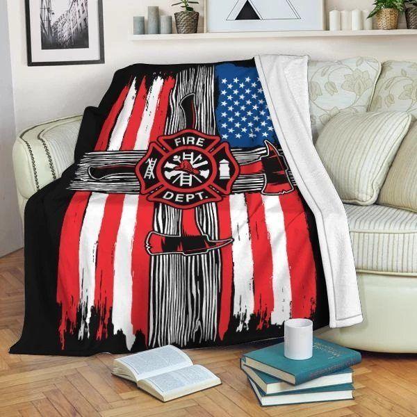 Firefighter Blanket, Fire Dept America Flag Blanket Gift For ...