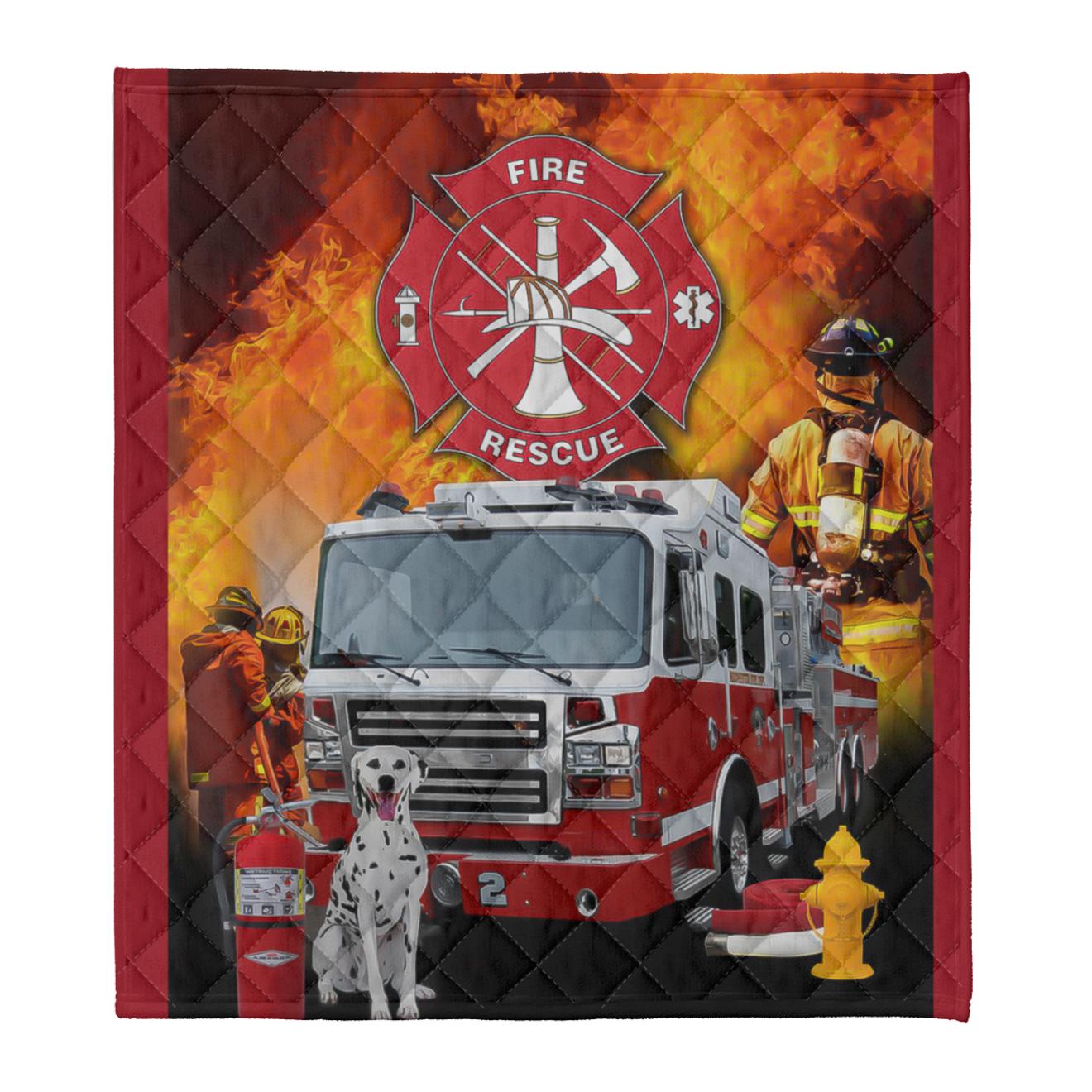 Firefighter Blanket, Fire Rescue - Firefighter Fleece Blanket - Bluefink