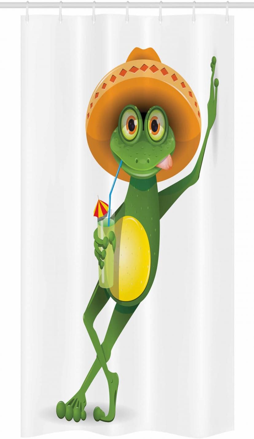 Frog Shower Curtain, Sombrero and Cocktail Drink Glass Fauna Hot ...