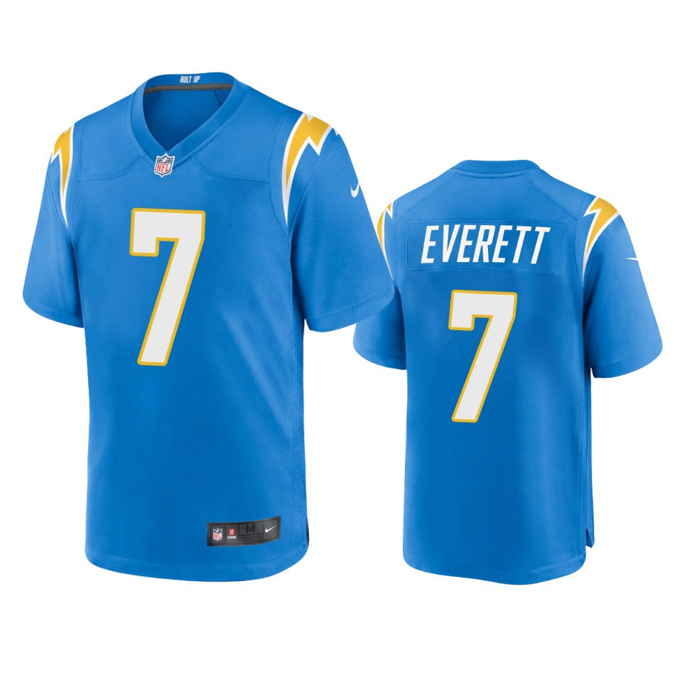 Gerald Everett Los Angeles Chargers 7 Powder Blue Game Jersey - Bluefink
