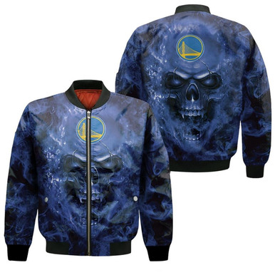 Golden State Warriors Nba Fans Skull Bomber Jacket Model 2184 - Bluefink