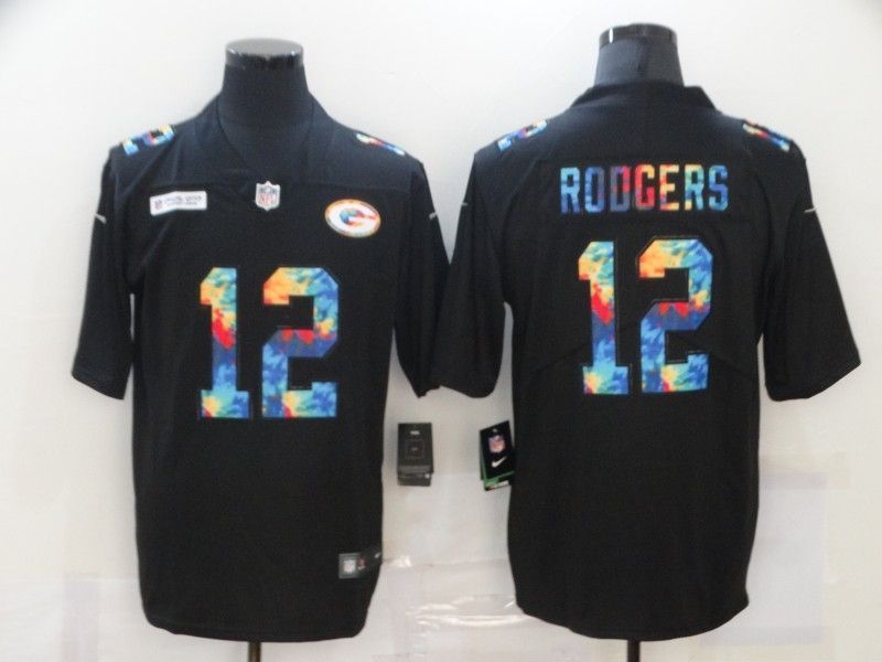 Green Bay Packers Aaron Rodgers #12 Nfl 2020 Black Jersey - Bluefink