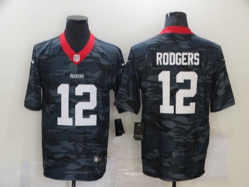 Green Bay Packers Aaron Rodgers #12 Nfl 2020 Camo Black Jersey - Bluefink