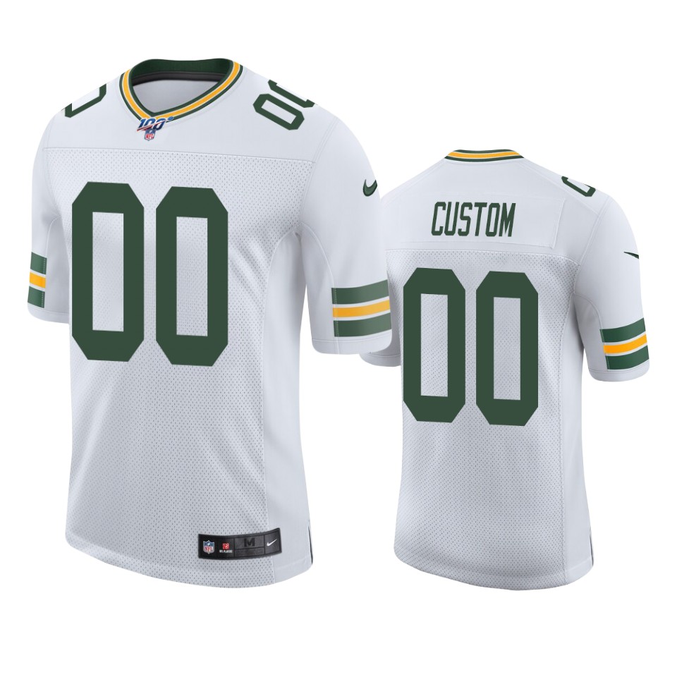 Green Bay Packers Custom White 100th Season Vapor Limited Jersey - Bluefink