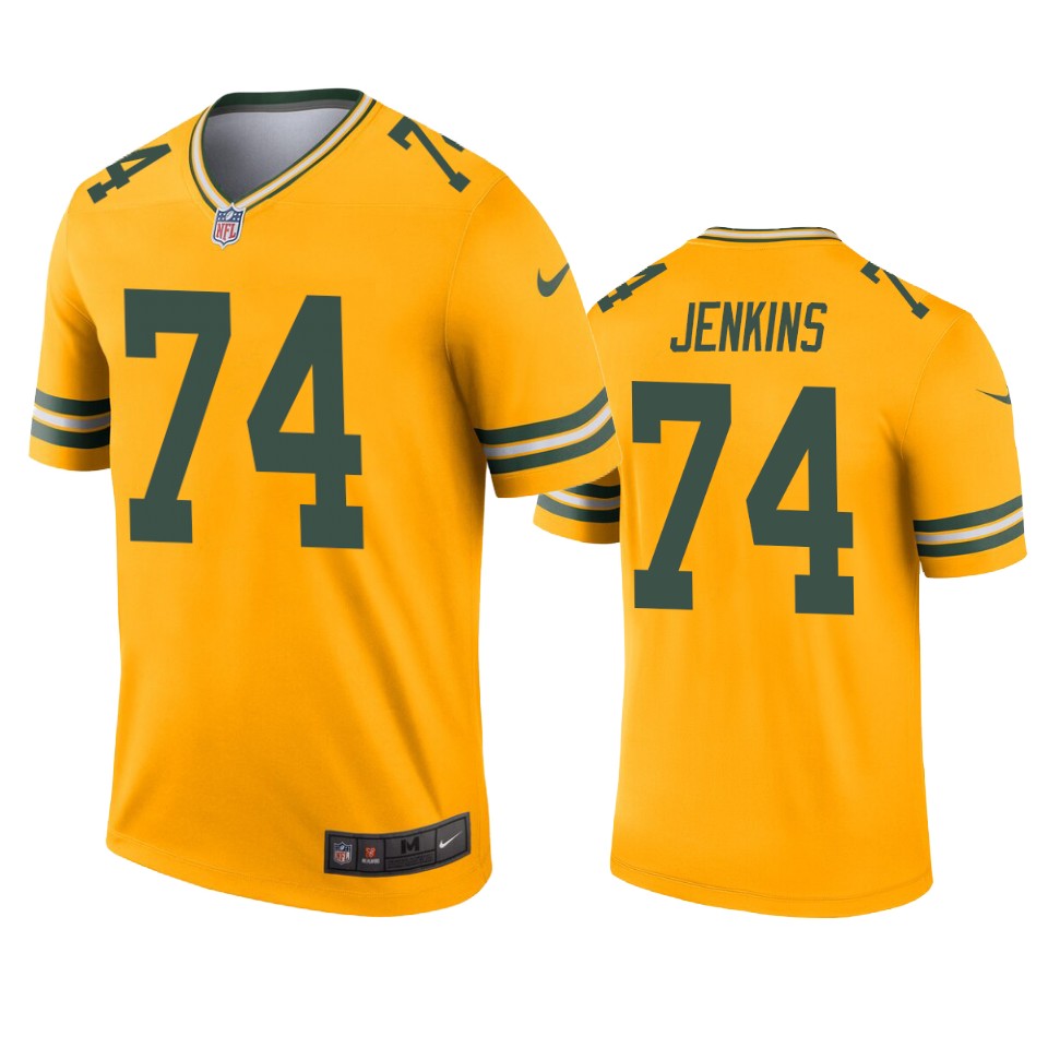 Green Bay Packers Elgton Jenkins Gold Inverted Legend Jersey - Bluefink