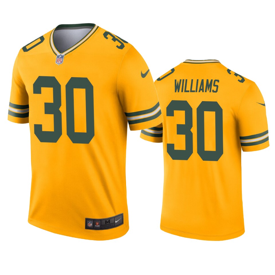 Green Bay Packers Jamaal Williams Gold Inverted Legend Jersey - Bluefink