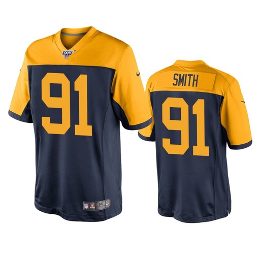 Green Bay Packers Preston Smith Navy 100th Season Throwback Jersey ...
