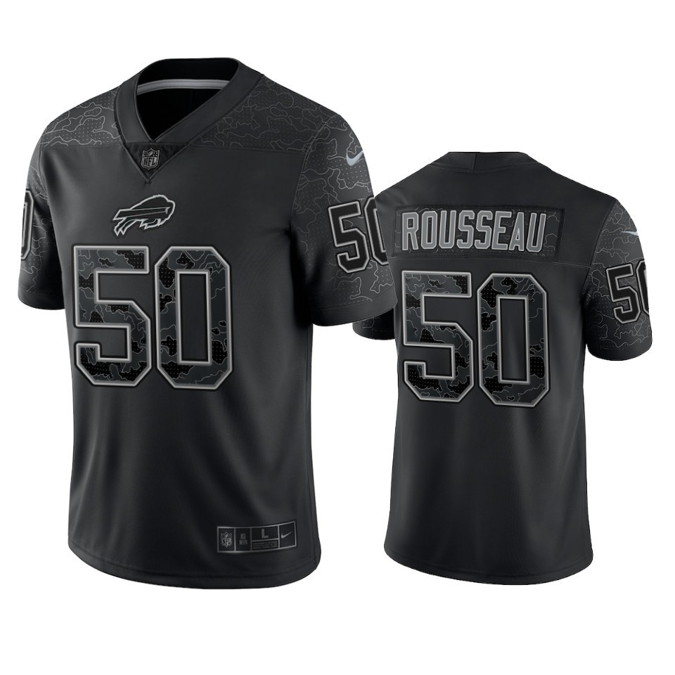 Gregory Rousseau 50 Buffalo Bills Black Reflective Limited Jersey - Men ...