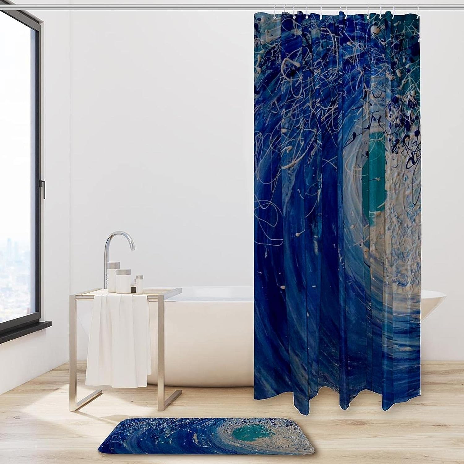 Hawaii Wave Bathroom Shower Curtain - Waterproof Fabric - Bluefink