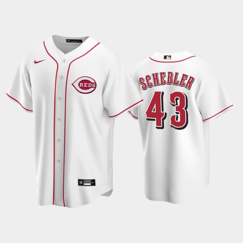 Home Reds 43 Scott Schebler White Jersey - Bluefink