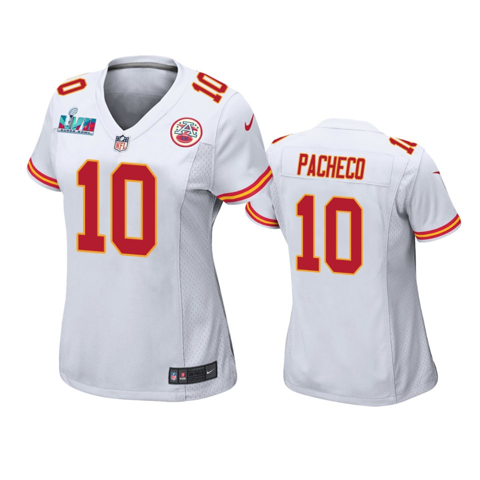 Isaih Pacheco 10 Kansas City Chiefs Super Bowl LVII Game Jersey - Women ...