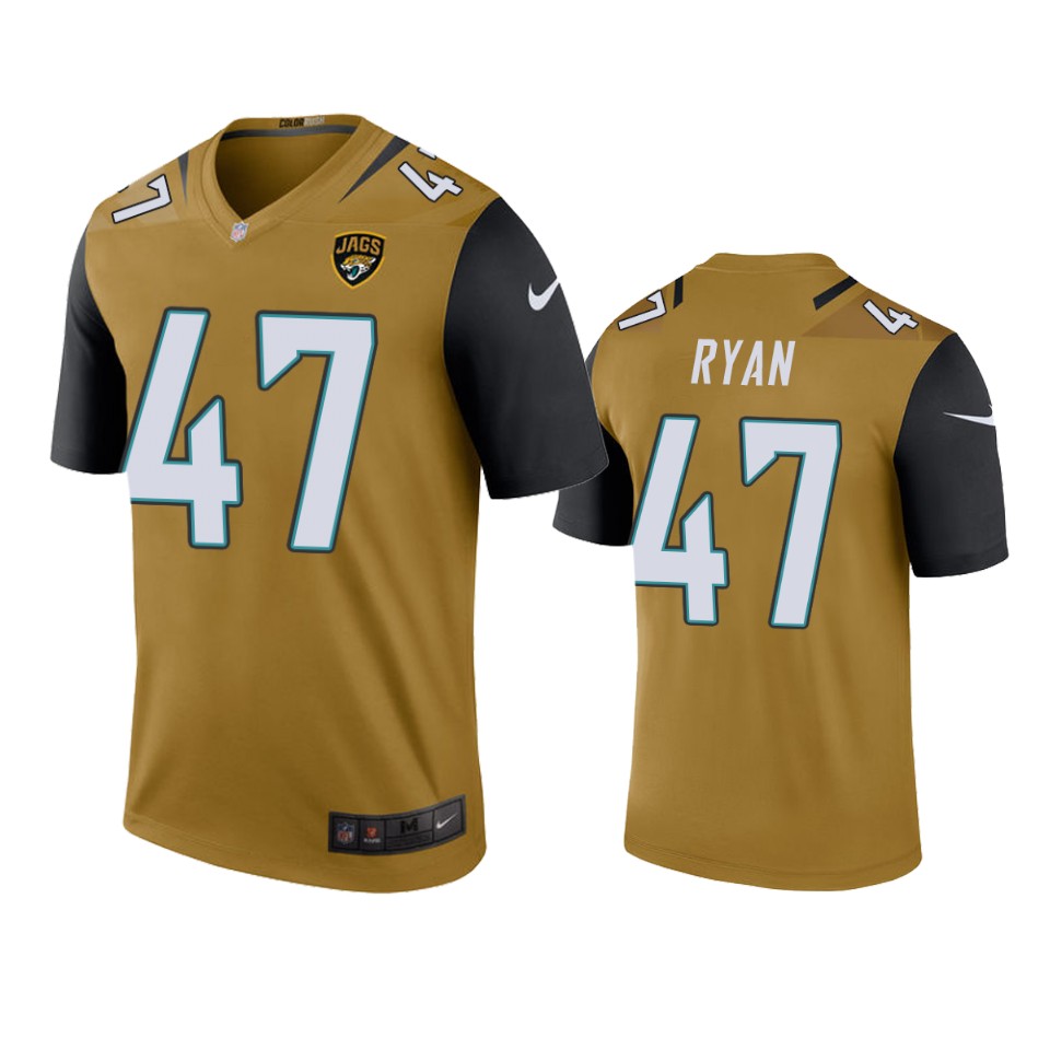 Jacksonville Jaguars #47 Jake Ryan Gold Color Rush Legend Jersey - Men ...
