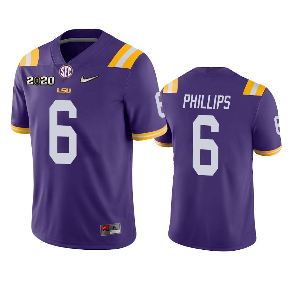 Jacob Phillips Lsu Tigers 2020 National Champions Purple Jersey - Bluefink