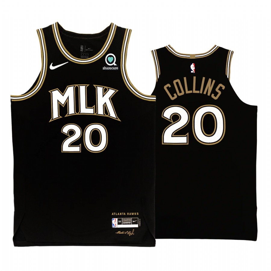 John Collins 20 Atlanta Hawks MLK City Edition Black Jersey - Bluefink
