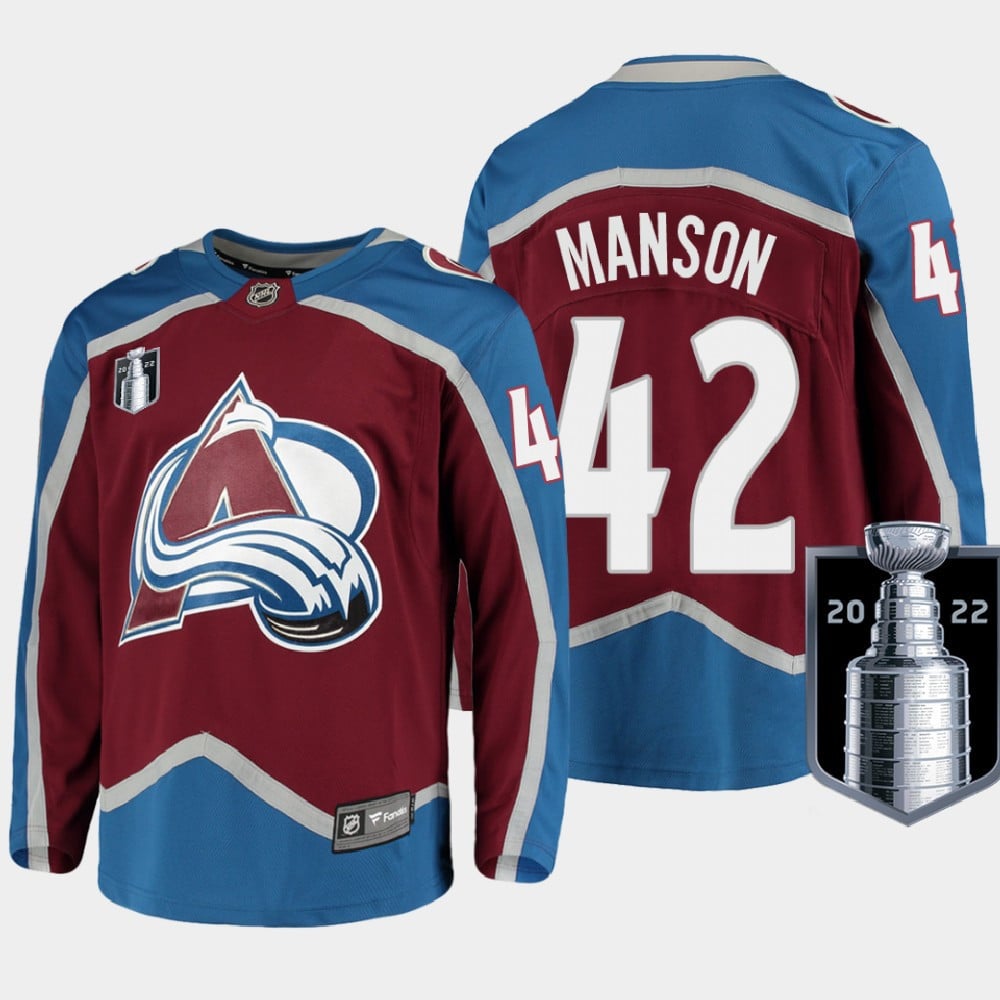 Josh Manson 42 Colorado Avalanche 2022 Stanley Cup Finals Burgundy Home ...
