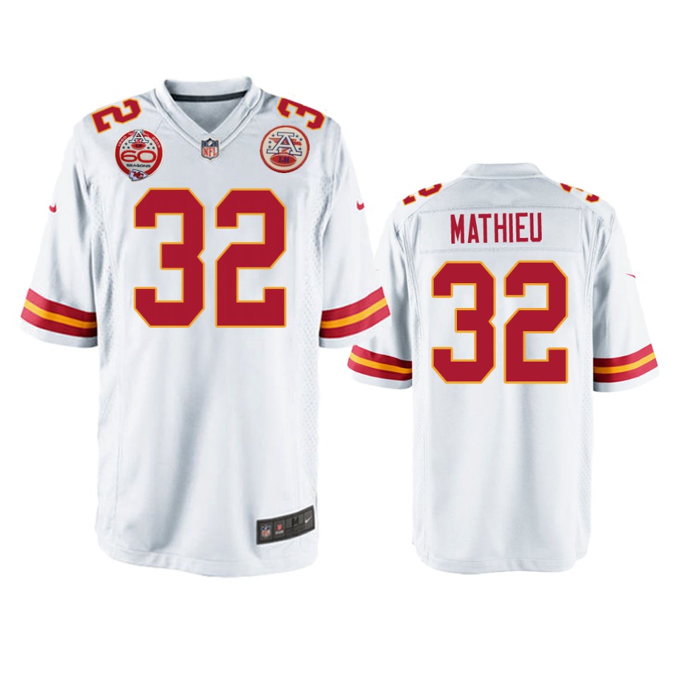 Kansas City Chiefs Tyrann Mathieu White 60th Anniversary Game Jersey ...
