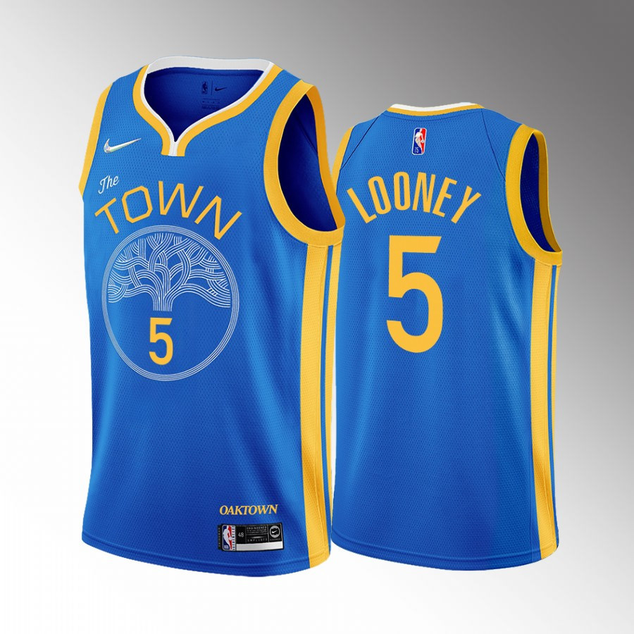 Kevon Looney 5 2022-23 Golden State Warriors Blue Earned Edition Jersey OAK Town - Bluefink