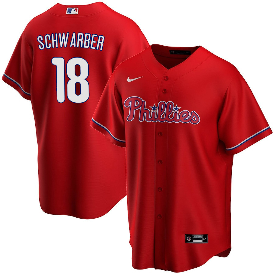 Kyle Schwarber 18 Philadelphia Phillies Alternate Player Jersey - Red ...