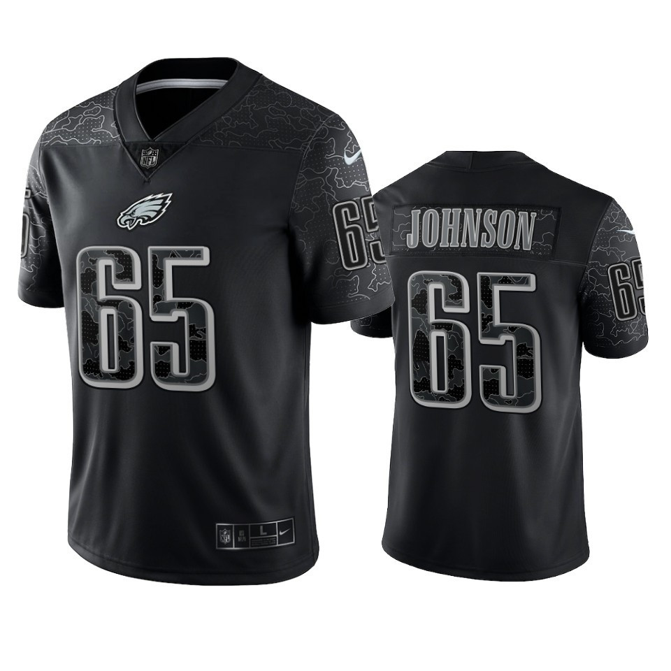Lane Johnson 65 Philadelphia Eagles Black Reflective Limited Jersey ...