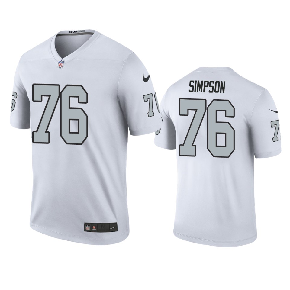 Las Vegas Raiders John Simpson White Color Rush Legend Jersey - Bluefink