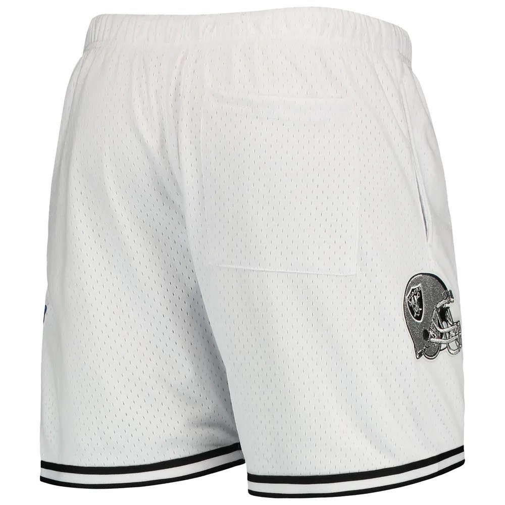 Las Vegas Raiders Logo Team White Mesh Shorts - Men - Bluefink