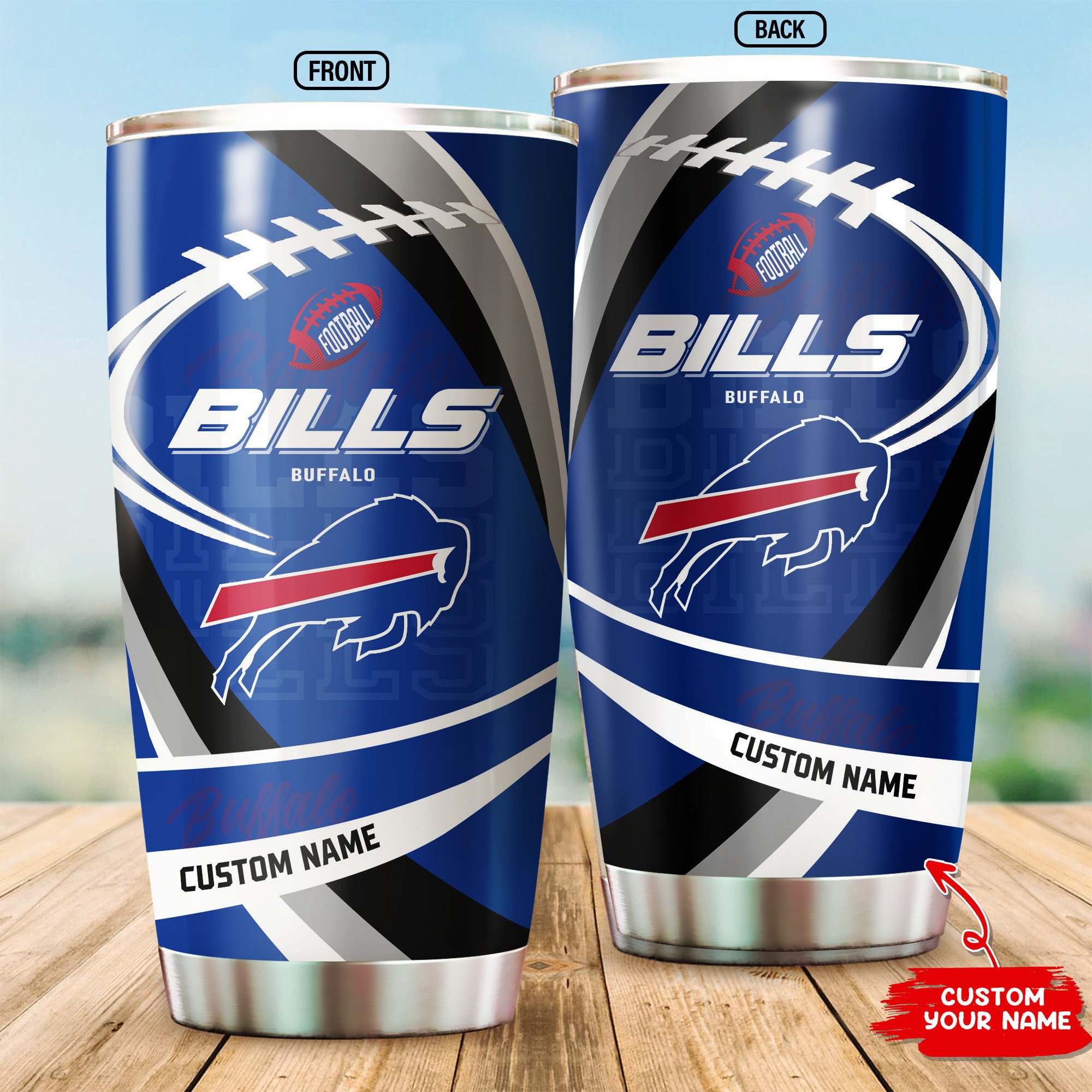Limited Edition Custom Name Tumbler - Buffalo Bills - Bluefink