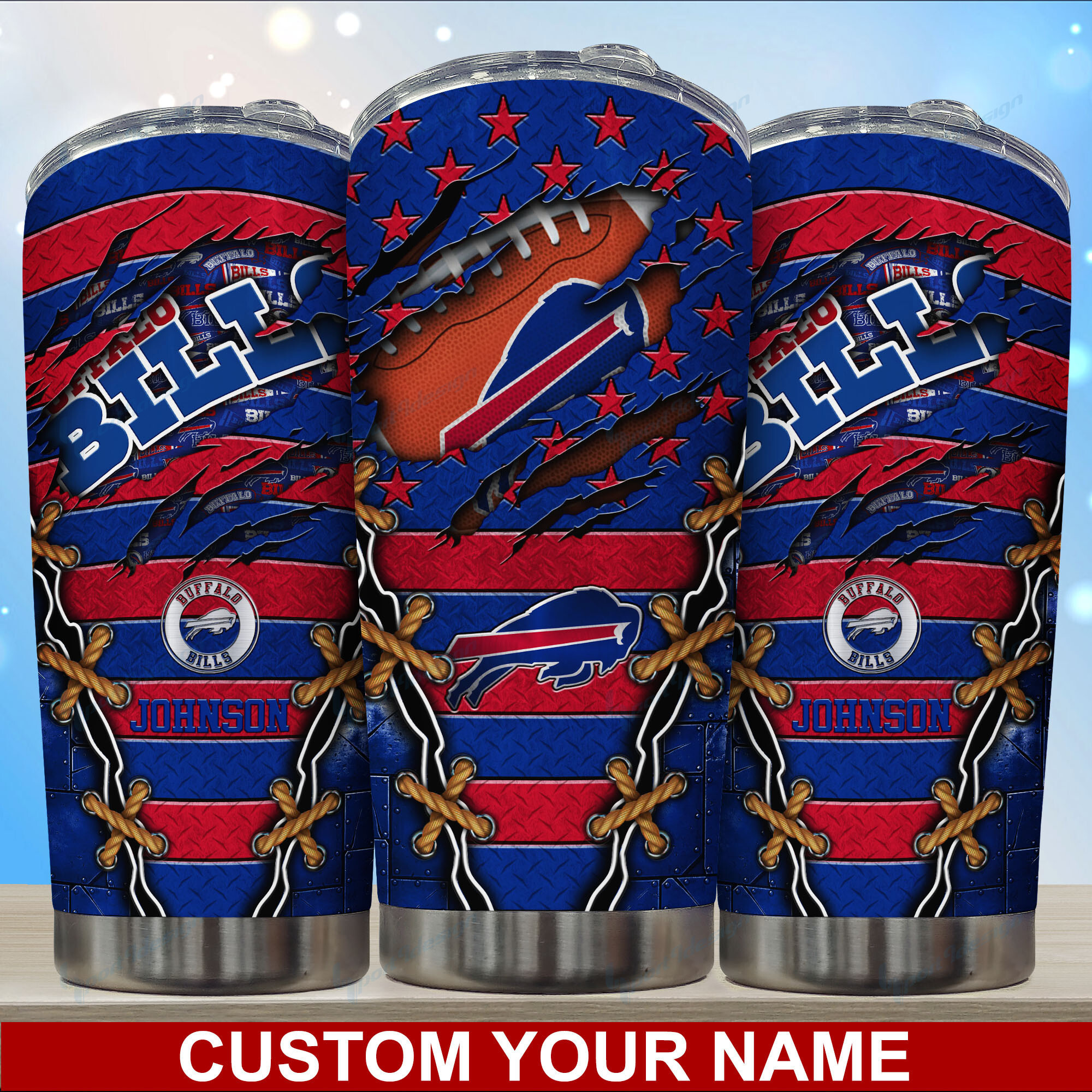 Limited Edition Custom Name Tumbler - Buffalo Bills - Bluefink