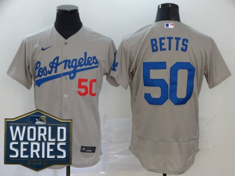 Los Angeles Dodgers Mookie Betts #50 2020 Mlb Grey Jersey - Bluefink