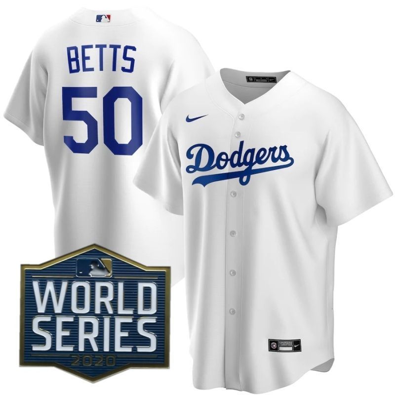 Los Angeles Dodgers Mookie Betts #50 2020 Mlb White Jersey A5 - Bluefink