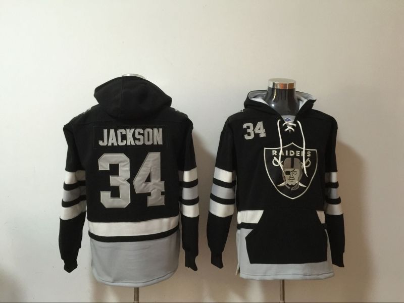 Los Angeles Raiders Bo Jackson #34 Nfl 2020 Black Hoodie Jersey - Bluefink