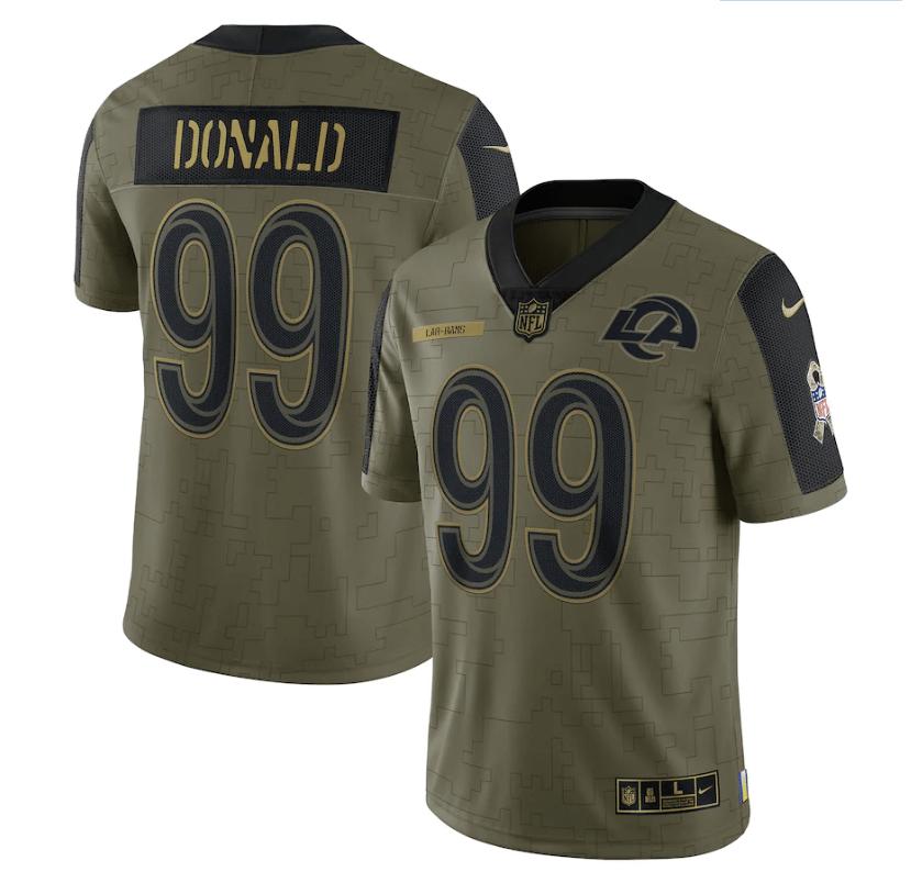 Los Angeles Rams Aaron Donald 99 Nfl Olive 2021 Salute To Service ...