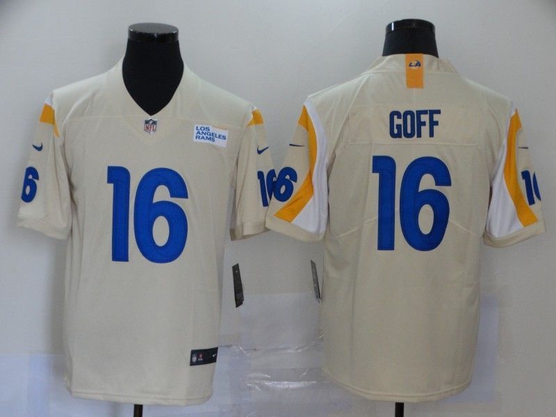 Los Angeles Rams Jared Goff #16 Nfl 2020 Beige Jersey - Bluefink