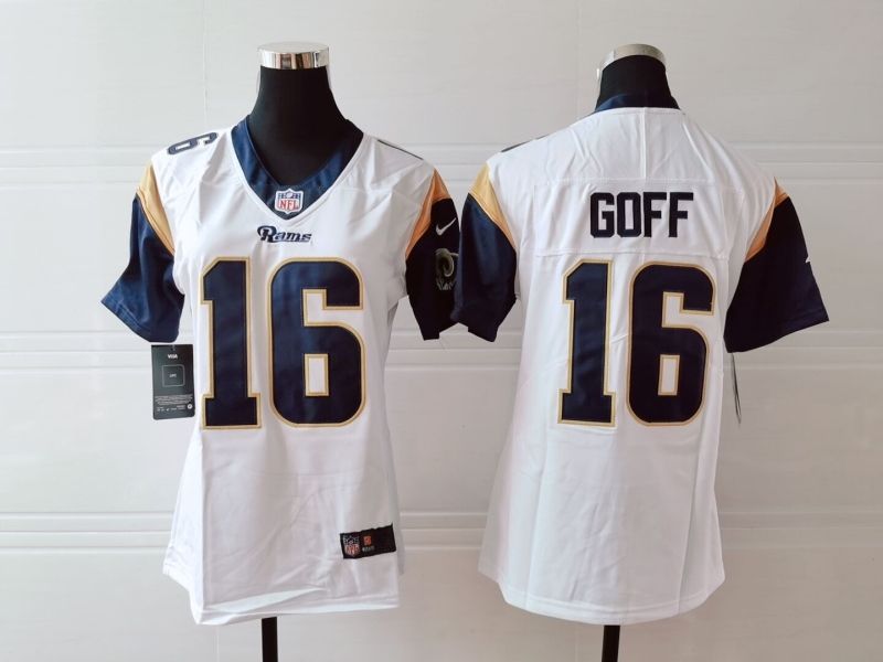 Los Angeles Rams Jared Goff #16 Nfl 2020 White Womens Jersey - Bluefink